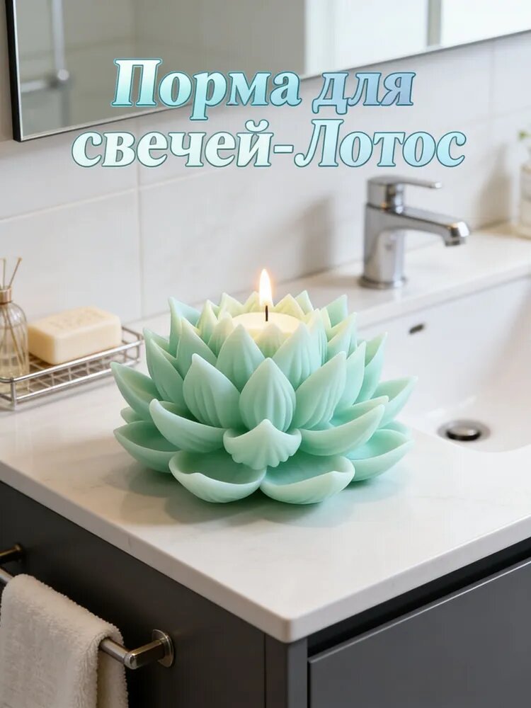 Силиконовая форма для литья А117 с узором лотоса, молд для свечей и аромакамней, DIY поделки, фиолетовый