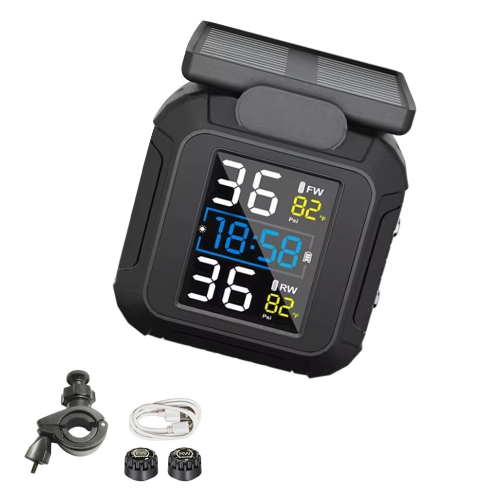 Комплект из 2-х Датчиков давления в шинах мотоциклов для контроля давления и температуры в режиме реального времени, повышающих Безопасность езды И Предотвращающих Выброс