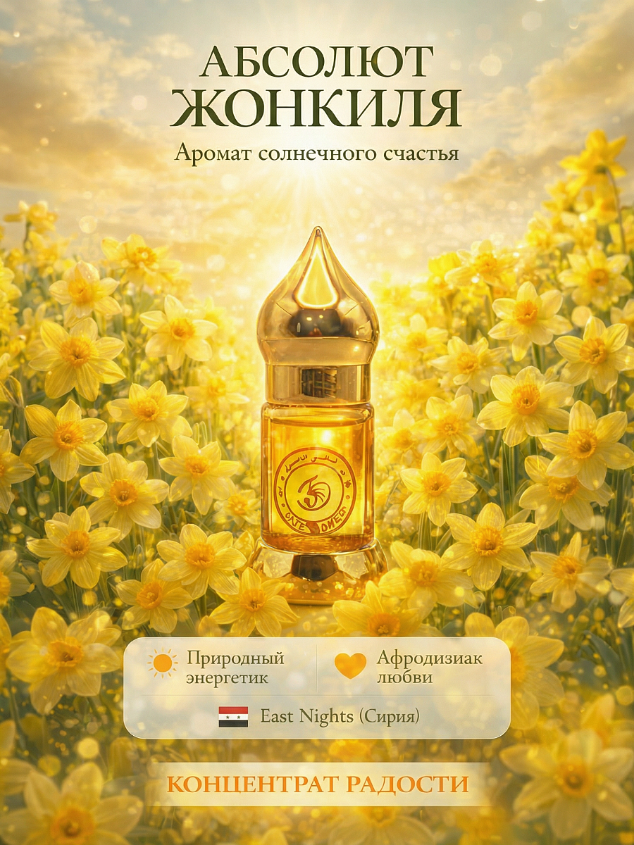 Духи масляные East Nights" Жонкиль" абсолют/афродизиак 3мл. Сирия