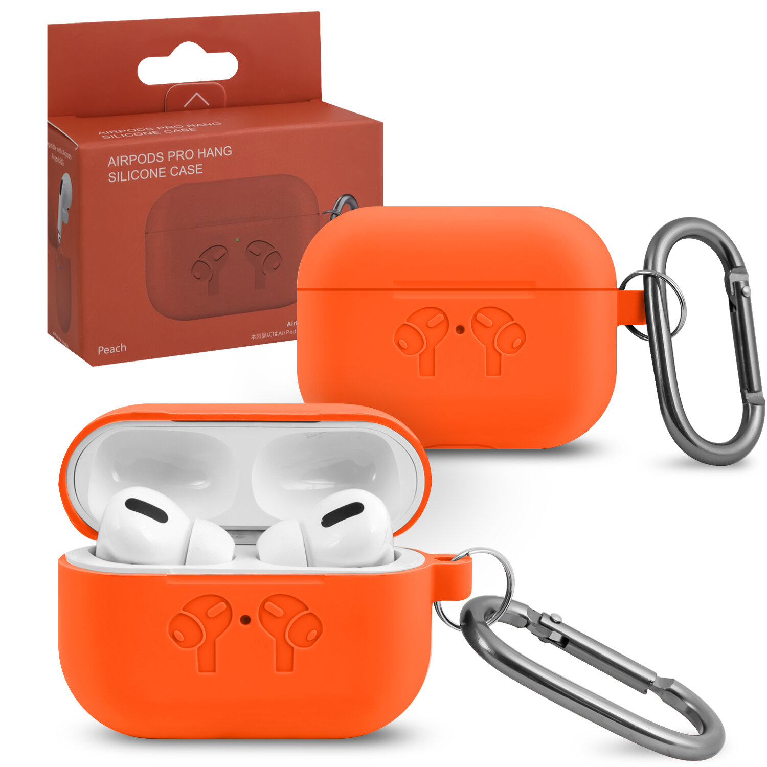 Чехол APods Pro Hang Silicon Сase с карабином HF peach
