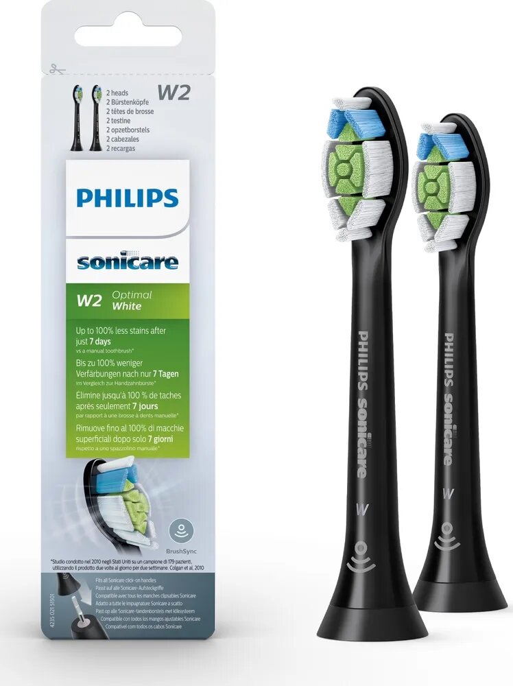 Насадки для электрической зубной щетки Philips Sonicare W2 Optimal White HX6062/13, для осветления зубной эмали, 2 шт