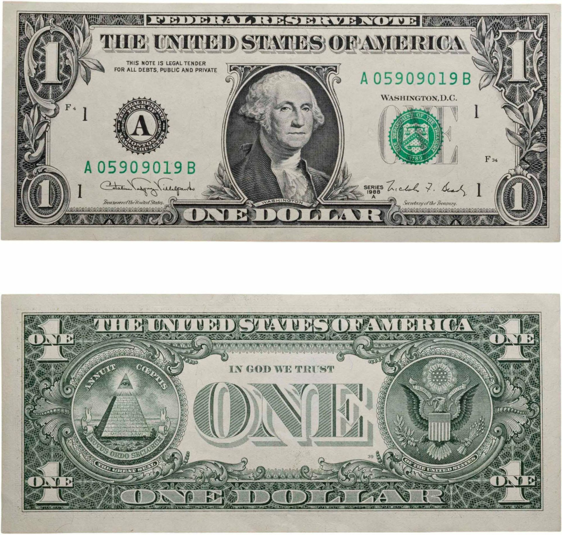 США 1 доллар 1988A Pick 480b A-Бостон