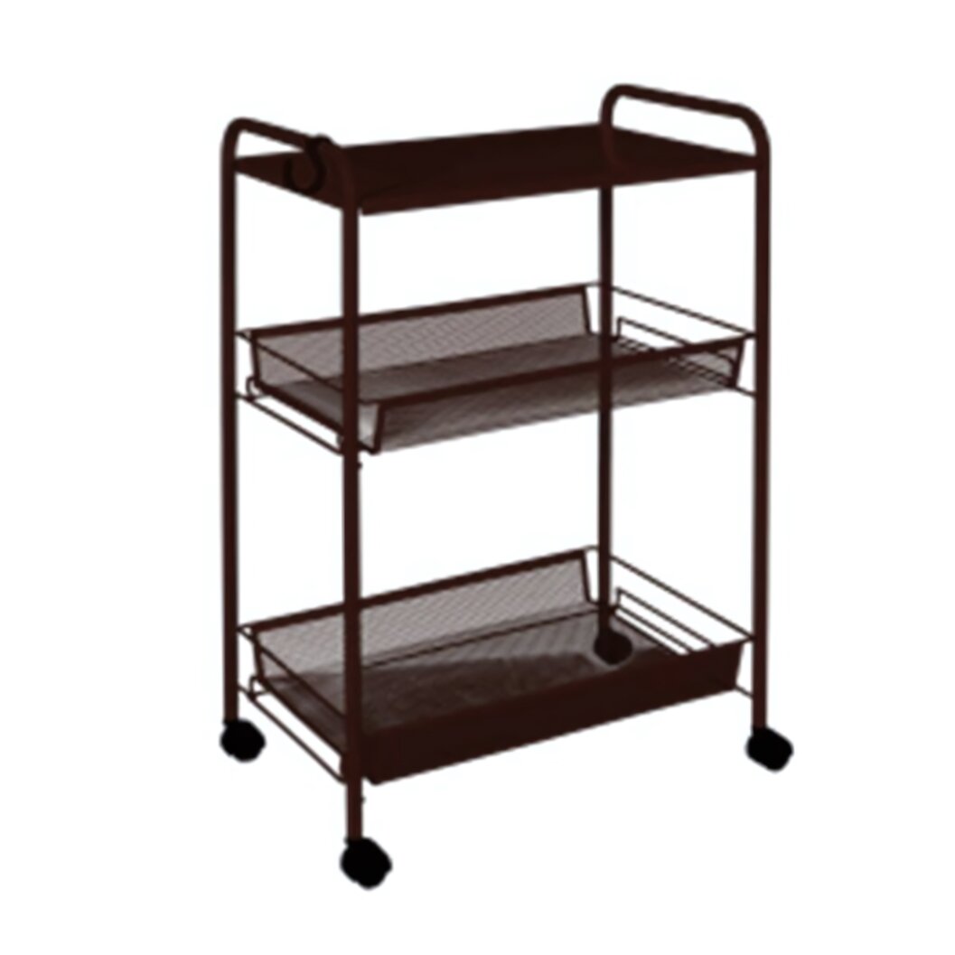 Этажерка "Ладья 33 КС" на колесиках, 2 полки и столешница, медный антик, 61х30х44,5см