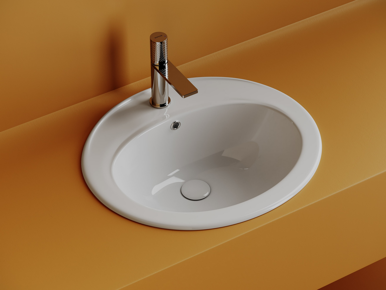 Раковина встраиваемая сверху Ceramicanova Sun CN6079, овальная, 565×495×200 мм, белый, без отверстия под смеситель