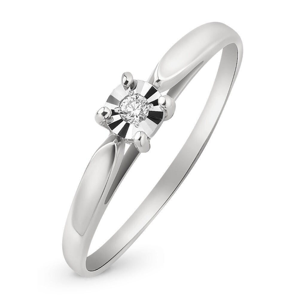 Кольцо, белое золото, 585 проба, родирование, бриллиант