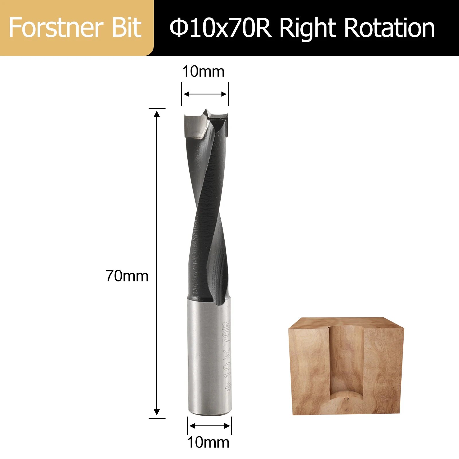 Фреза Форстнера 10x70R, Right Rotation, Cutting Edge Length: S10mmxD10x70-R