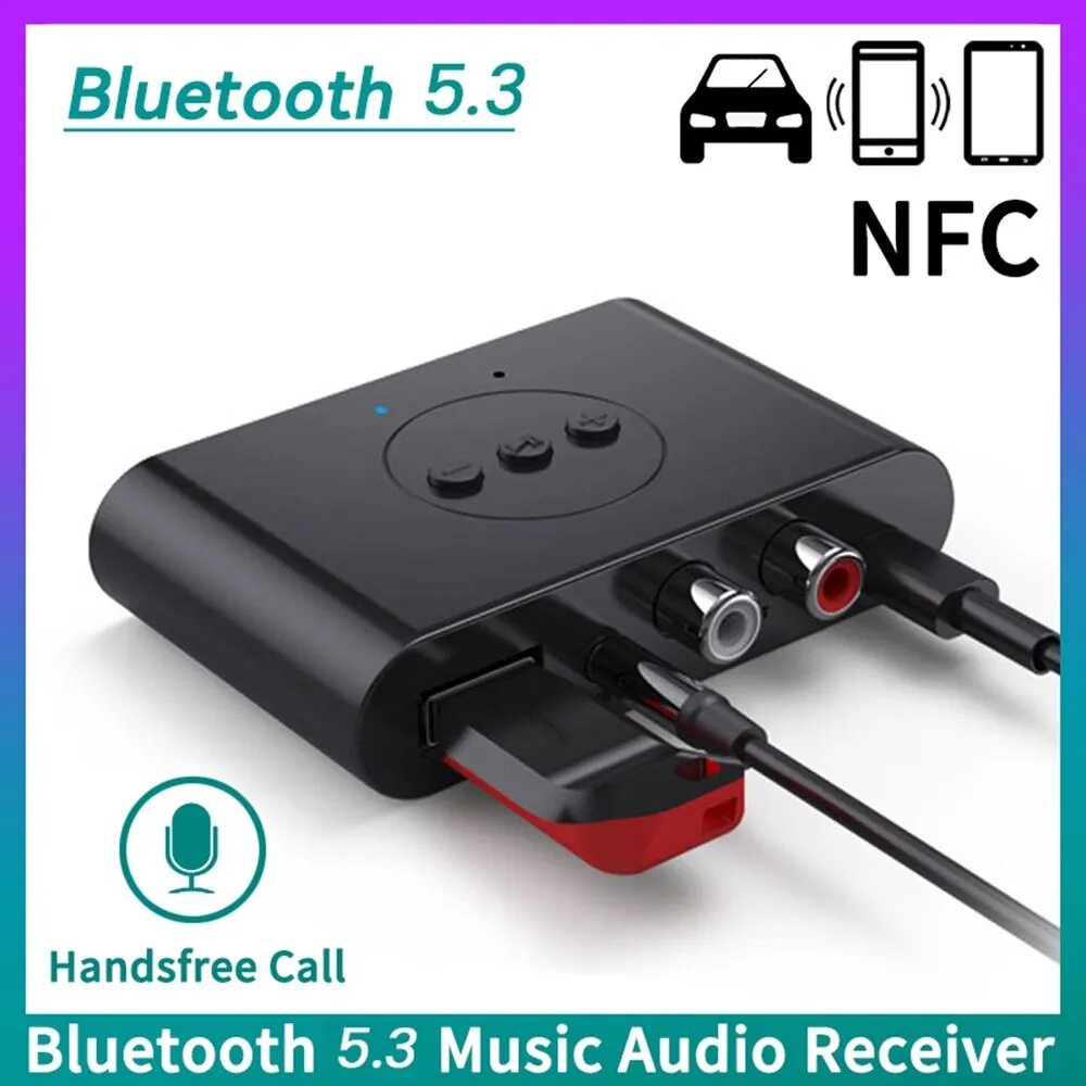 Аудиоприемник Bluetooth 5.3 NFC USB U Диск 3,5 Мм Для Автомобильного Динамика