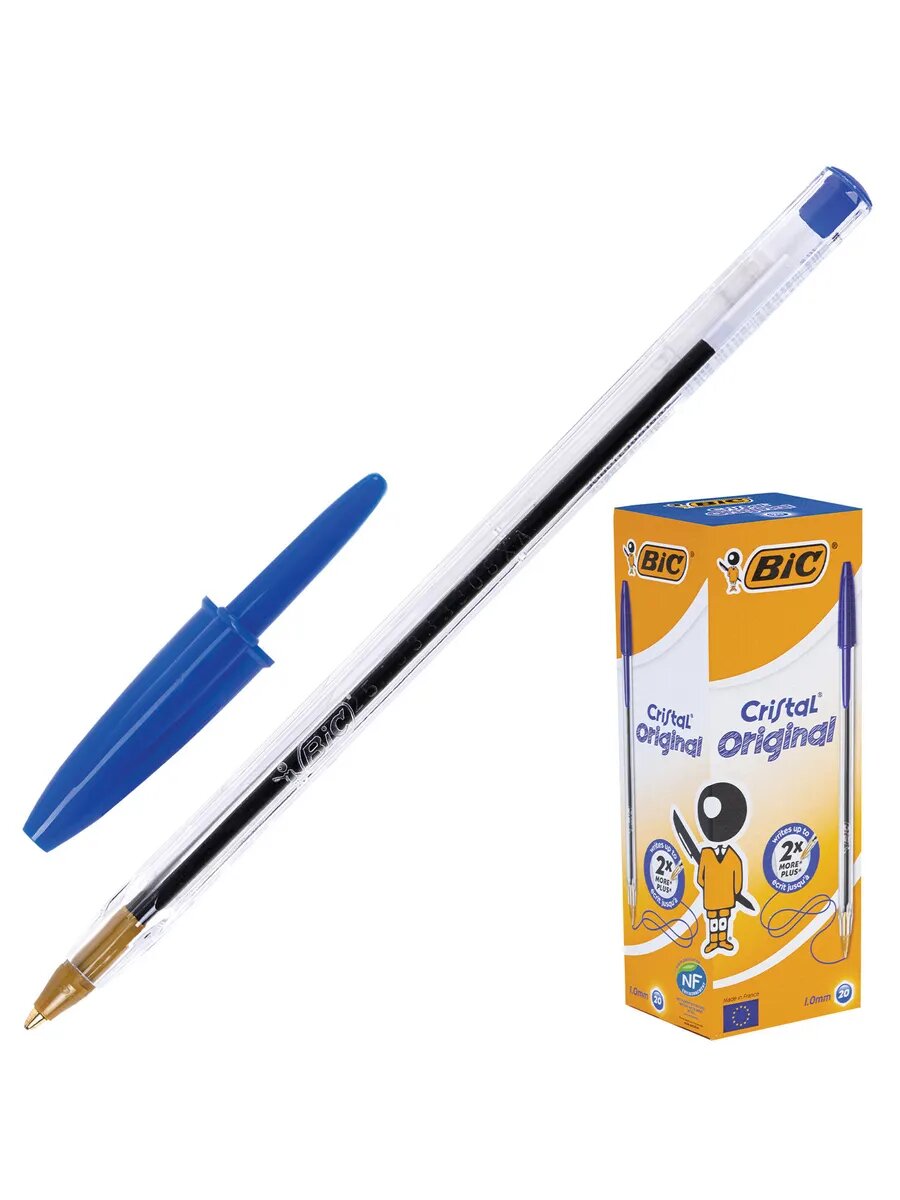 Шариковая ручка cristal синяя корпус прозрачный 40 шт.