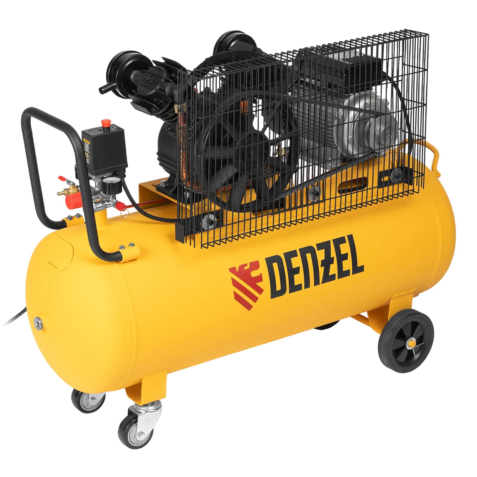 Компрессор DENZEL BCV2200/100 (58110) желтый, 100 л, 2.2 кВт