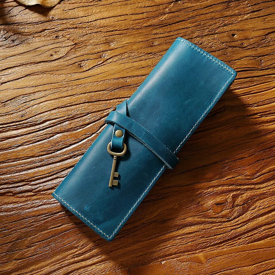 Кожаная ручка сумка QKX Pen Bag Blue