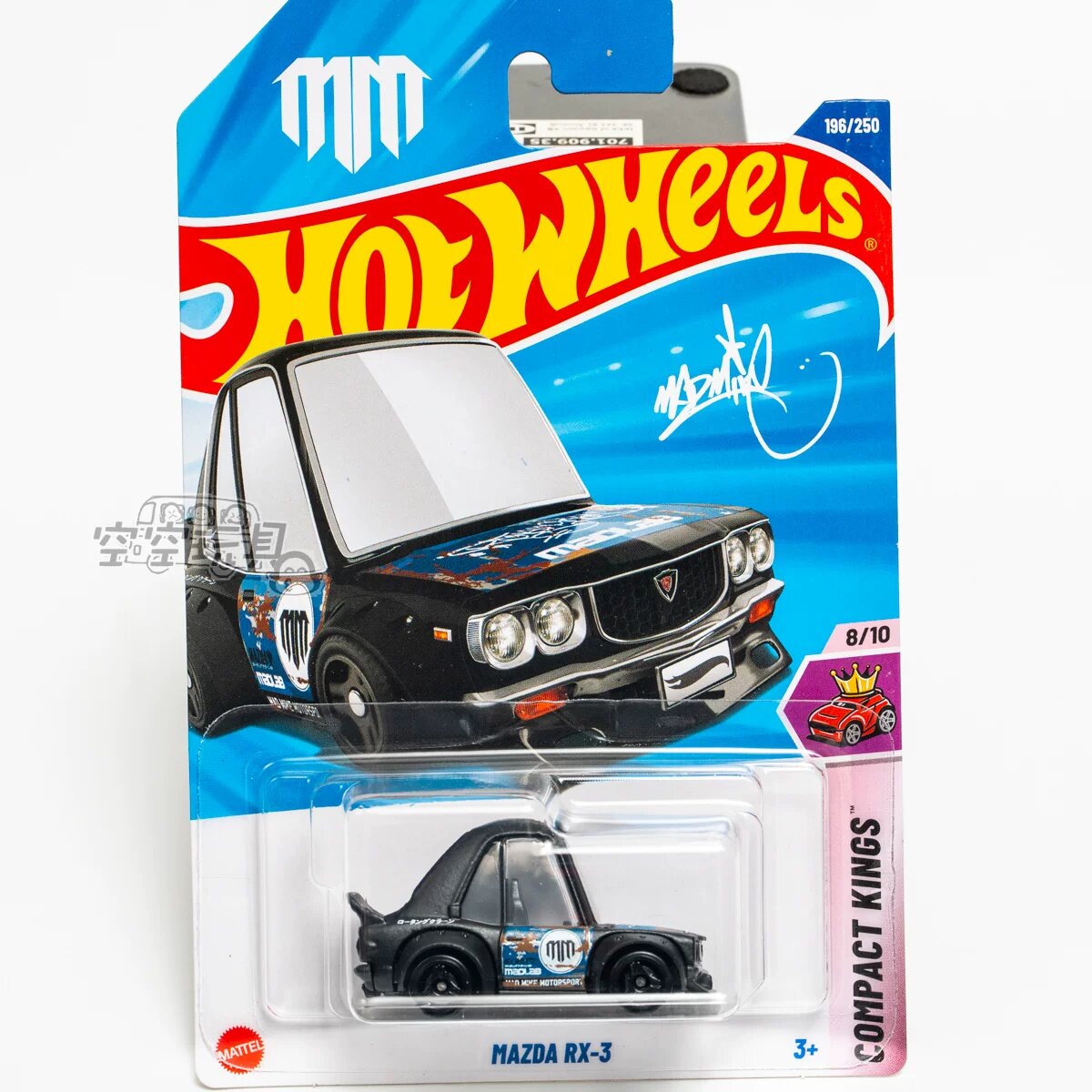 Модельный автомобиль Mazda RX-3, матовый черный, 1:64, игрушка Hot Wheels