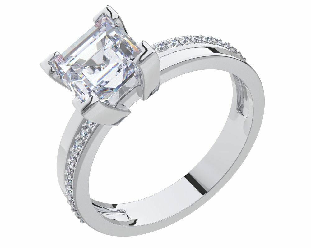 Кольцо, серебро, 925 проба, фианит