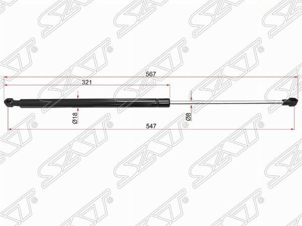 Амортизатор крышки багажника SAT ST-8731S8 Citroen C3 Picasso 09-16 справа=слева