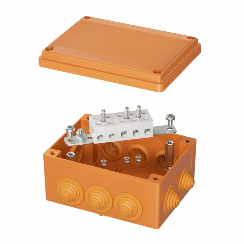 Коробка ответвительная FS 150х110х70мм IP56 5п 450В 30А 16кв. мм с кабельными вводами и клеммниками пластик. DKC FSB21516
