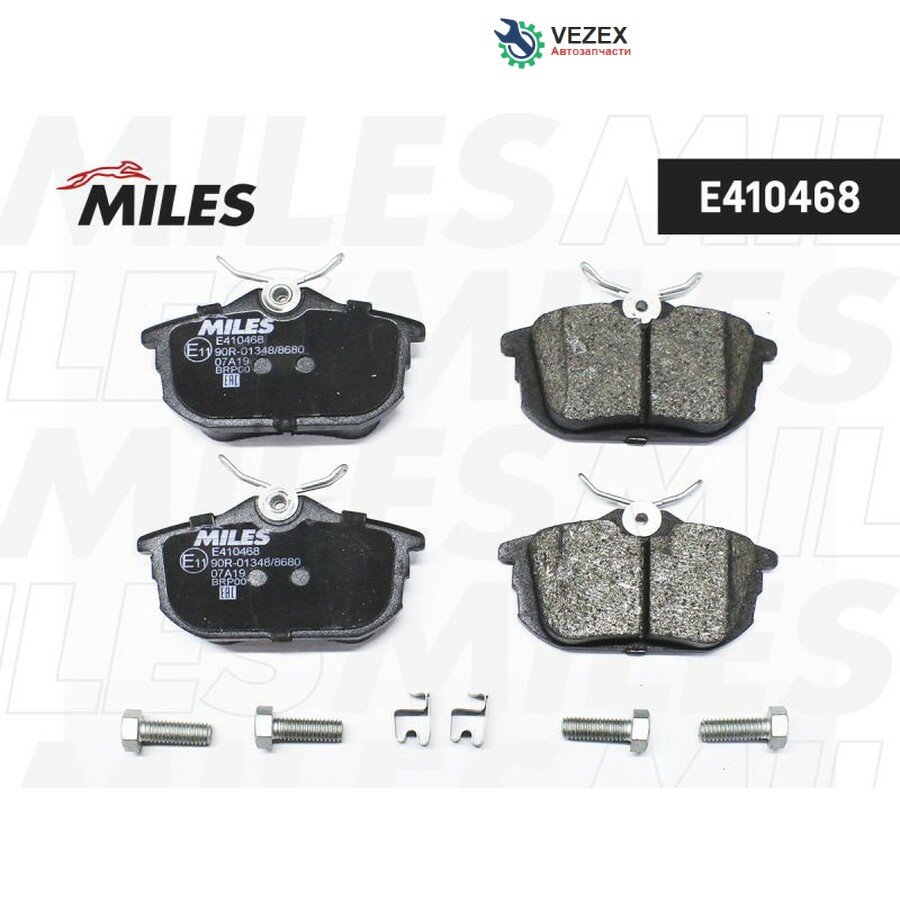 MILES E410468 Колодки тормозные задние (без датчика + болты) (Смесь Low-Metallic) MITSUBISHI COLT 04/SMART FORFOUR 05/ VOLVO S40/V40 (TRW GDB1314) E410468