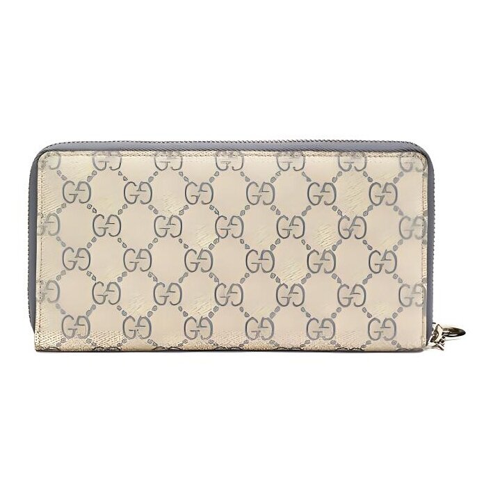 Бумажник GUCCI, фактура тиснение, бежевый/серый — фото 1