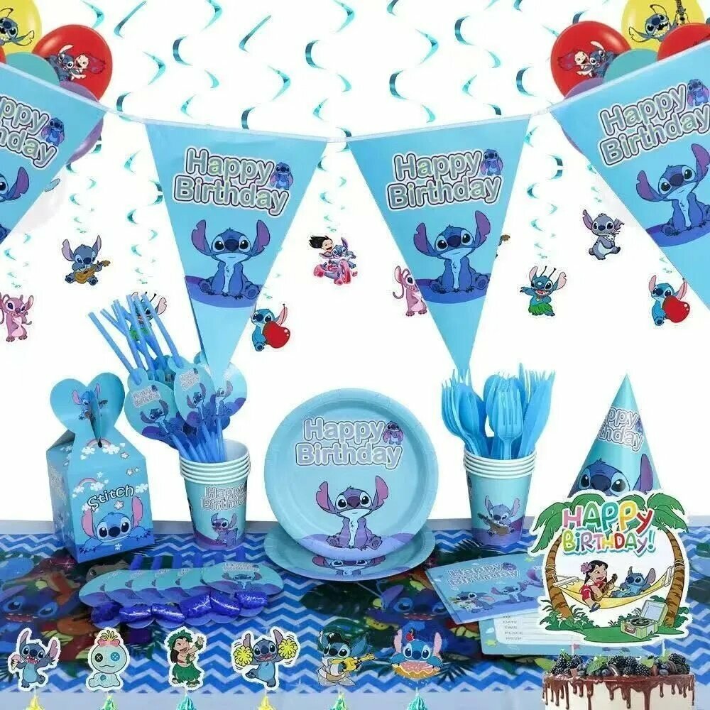Функциональные и праздничные принадлежности для стола Stitch Angel для девочек, декор для детского стола, карточка малая