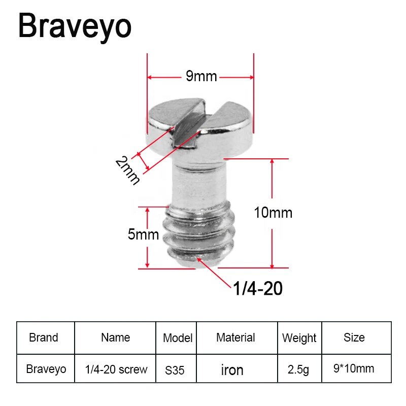 Винт для камеры Braveyo 1/4-20, S35, 9*10мм