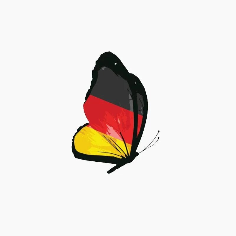 Флаг Германии, бабочка, автомобильная наклейка, индивидуальные мотоциклетные автоаксессуары, украшение из ПВХ, водонепроницаемая наклейка 11*8 см