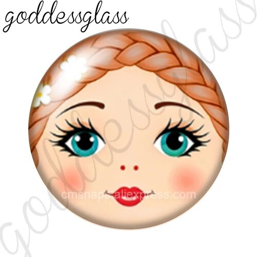 Стеклянные кабошоны с изображением матрешки 10 шт. 12mm cabochon, ZB2901-04