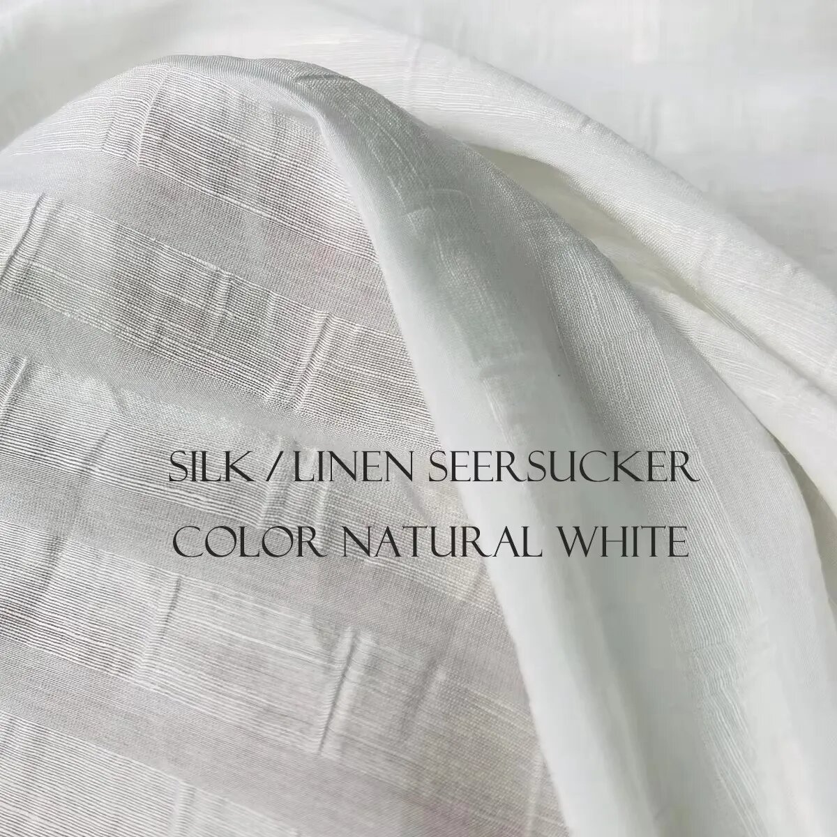 Шелково-льняная сеерсакер ткань, Natural White, 2Meters X 1.4Meter