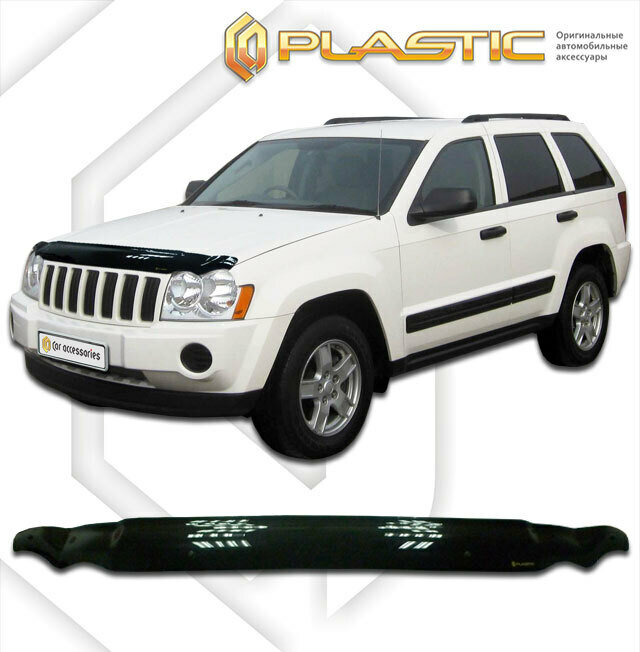 Дефлектор капота Jeep Grand Cherokee 2005-2010 Черный глянцевый СА Пластик