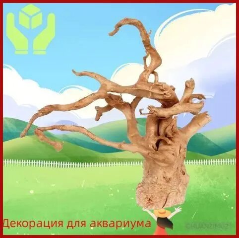 Коряга для аквариума натуральная/Коряга натуральная Сакура/Декорация для аквариума и террариума.