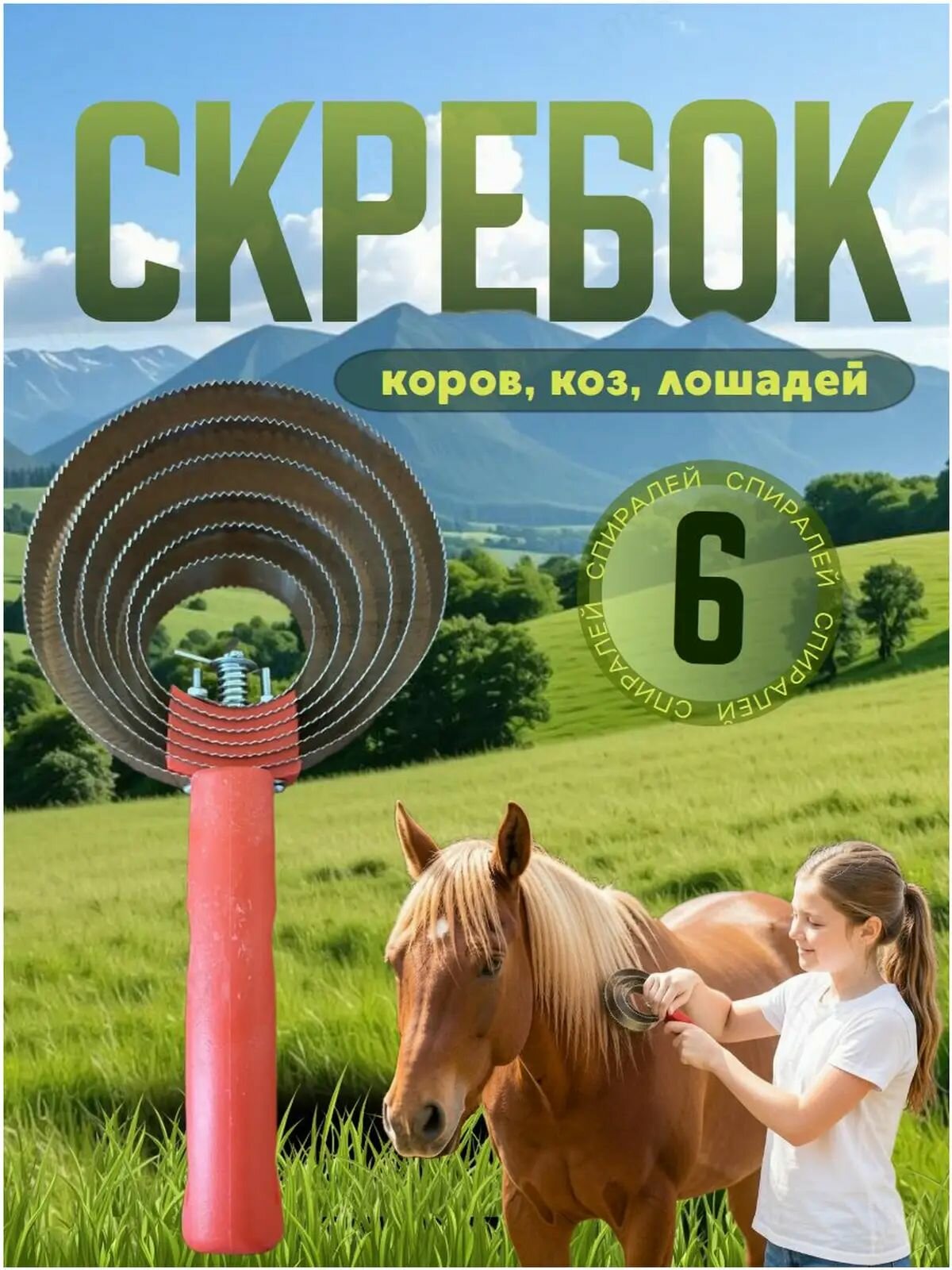 Стальной скребок, 6 спиралей, премиум Mzshop