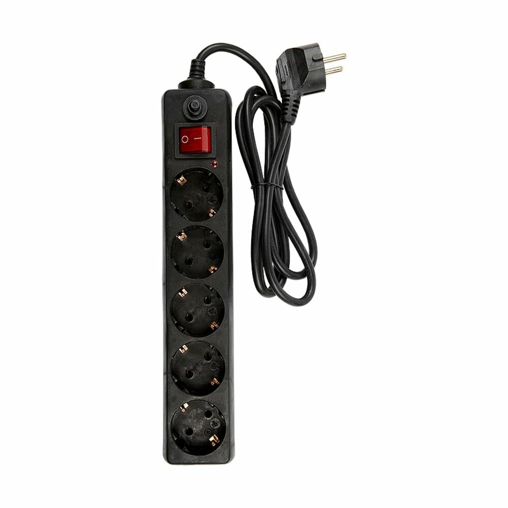 Сетевой фильтр General Lighting Systems, GPS-5-16-3x1-1000-B с выключателем и предохранителем 10метров 5розеток с/з 16А черный 471009 — фото 1