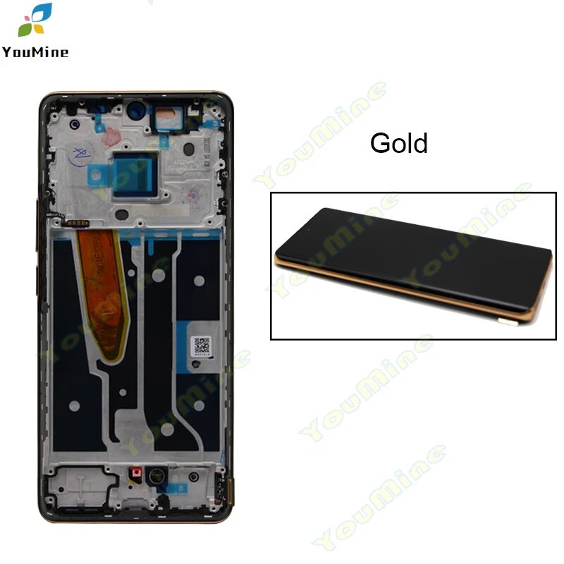 6,7-дюймовый AMOLED-дисплей для Realme 11 Pro Plus 11 Pro+ RMX3740, RMX3741, Gold with frame