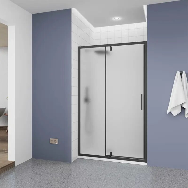 Veconi Душевая дверь Veconi Ottimo P20 B, 1000x1900, черный матовый, стекло матовое OP20B-100-07-C9