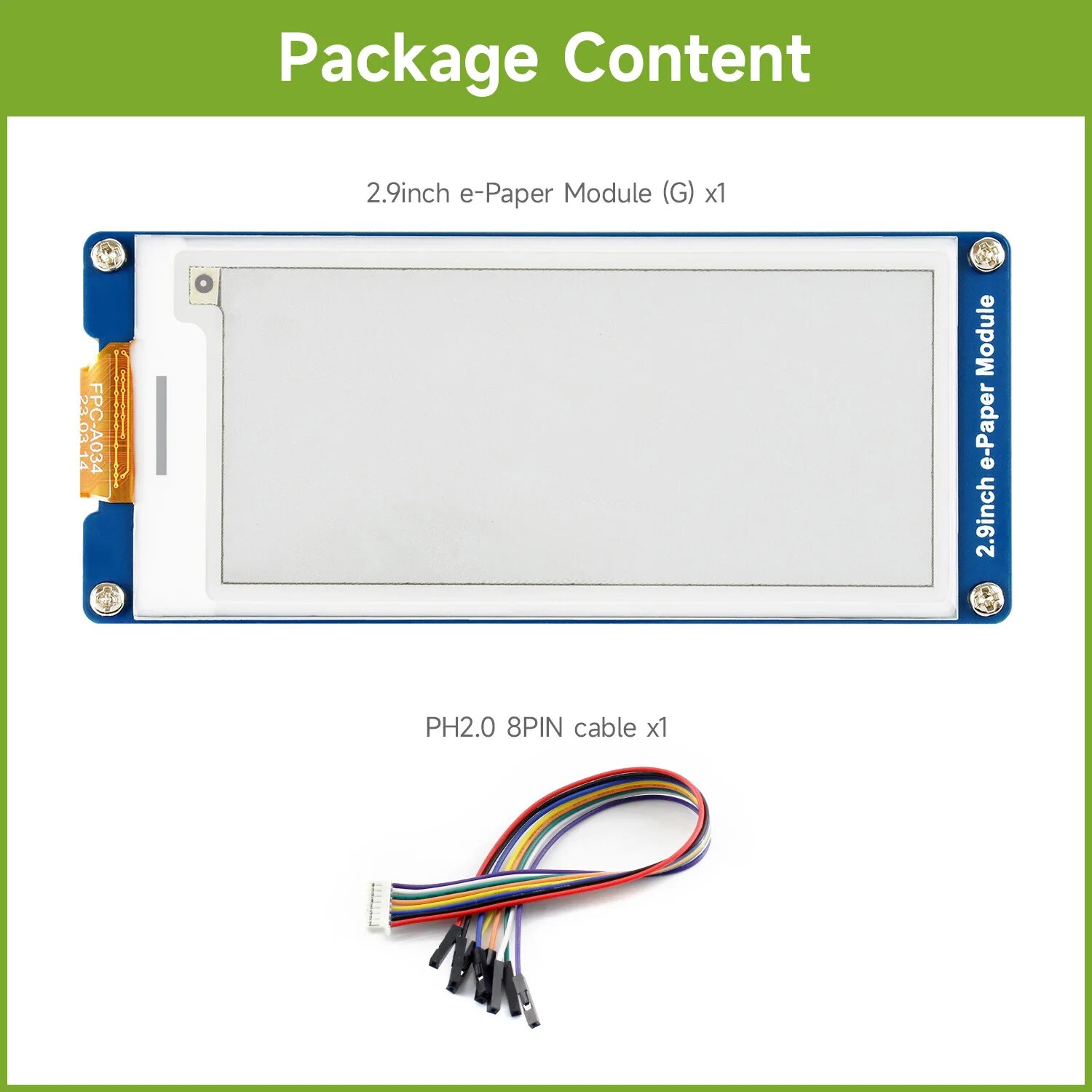 Waveshare 2.9inch E-Paper Display (G) для Raspberry Pi with driver board