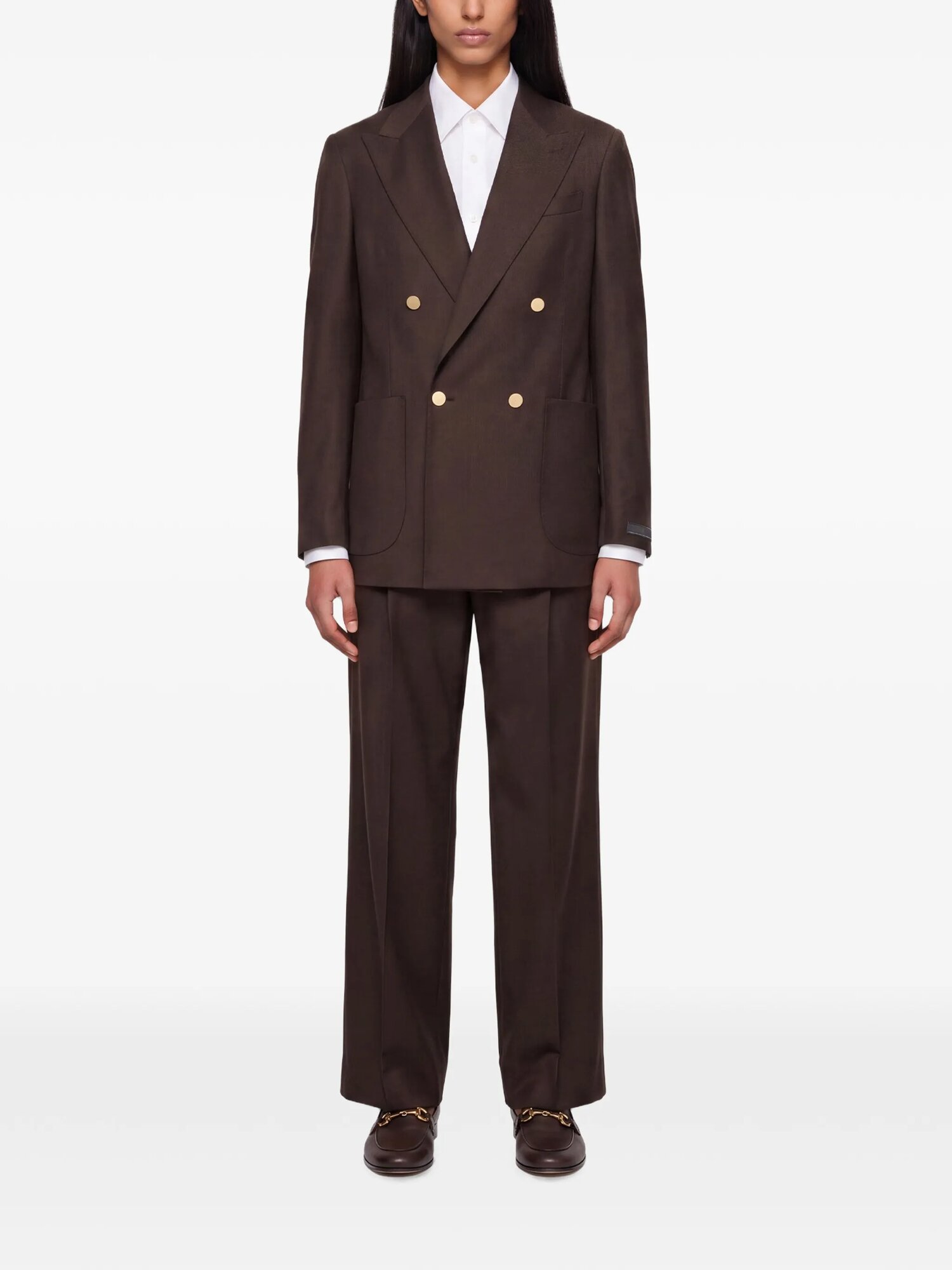 Пиджак BRIGLIA 1949 Double-breasted peak-lapel blazer, размер 42, коричневый — фото 1