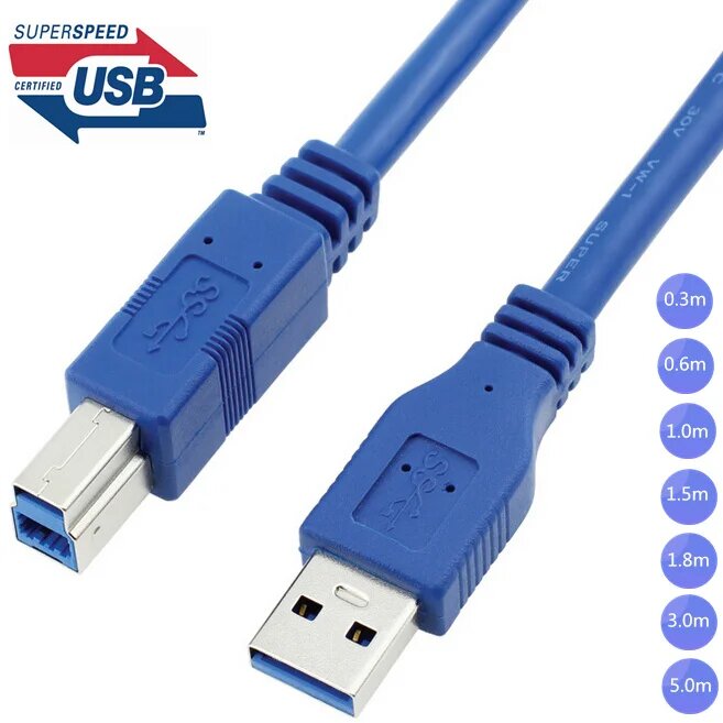 ADT-Link USB 3.0 кабель A-B синего цвета 100cm
