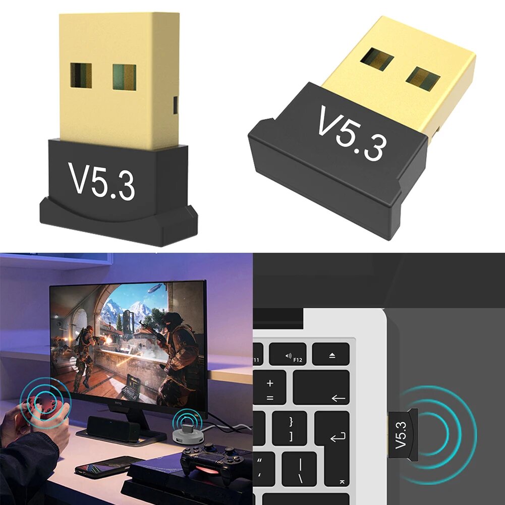USB Bluetooth-совместимый адаптер 5.3, поддержка Windows 11/10/8.1, беспроводной мини-отправитель для компьютера, ПК, ноутбука, наушников