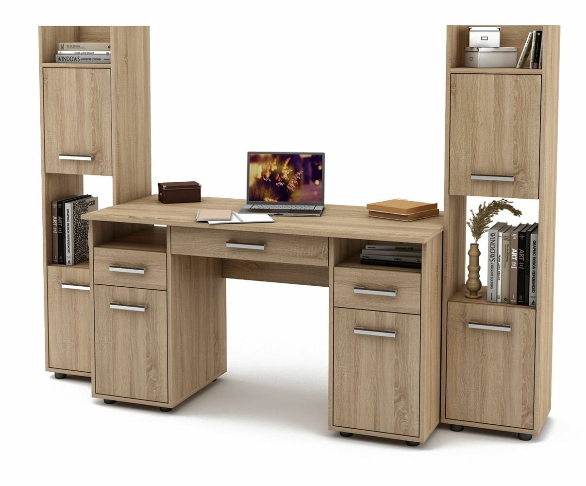Стол письменный, компьютерный и стеллажи Остин (Ливерпуль) 5Я дуб сонома