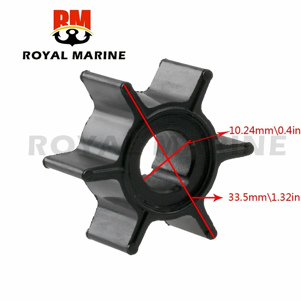 Крыльчатка для подвесного мотора Tohatsu 4HP 5HP Hankai 5HP 6HP Royal Marine черная резиновая 369-65021-1