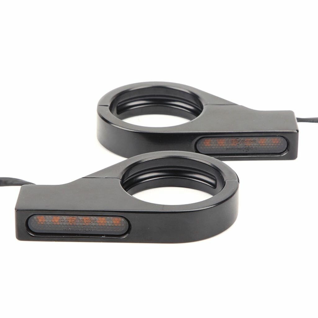 Модифицированная передняя вилка мотоцикла с защелкивающимся светодиодным сигналом поворота желтый белый свет черный