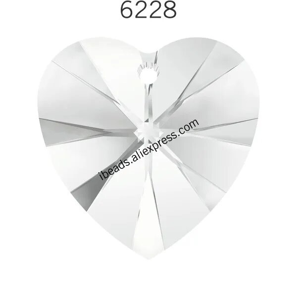 Хрустальная подвеска Swarovski 6228, сердце, Crystal 001, 14.4x14mm