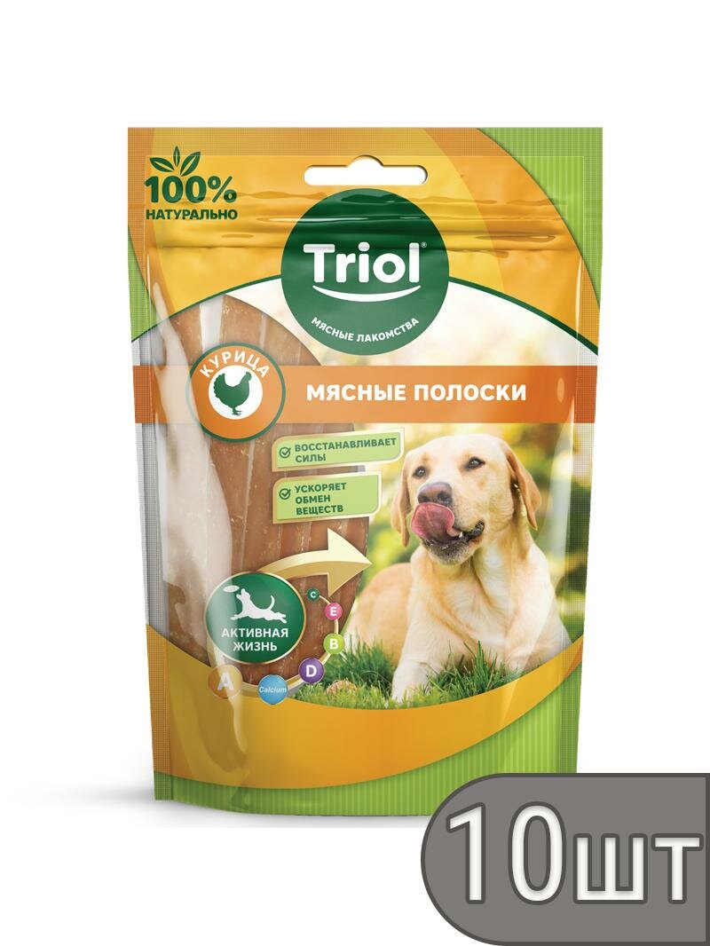 Triol Набор 10 шт Мясные полоски из курицы для собак 70г 0.7 кг