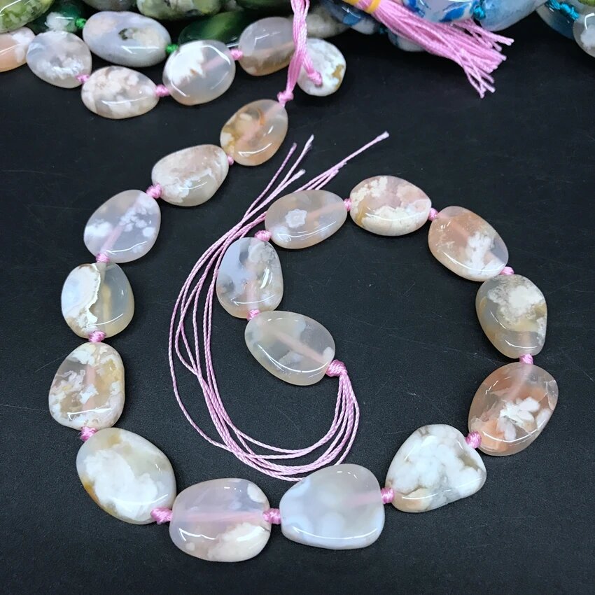 Необработанные бусины из розового/синего/зеленого агата сакуры srbstsq Pink Sakura Agate