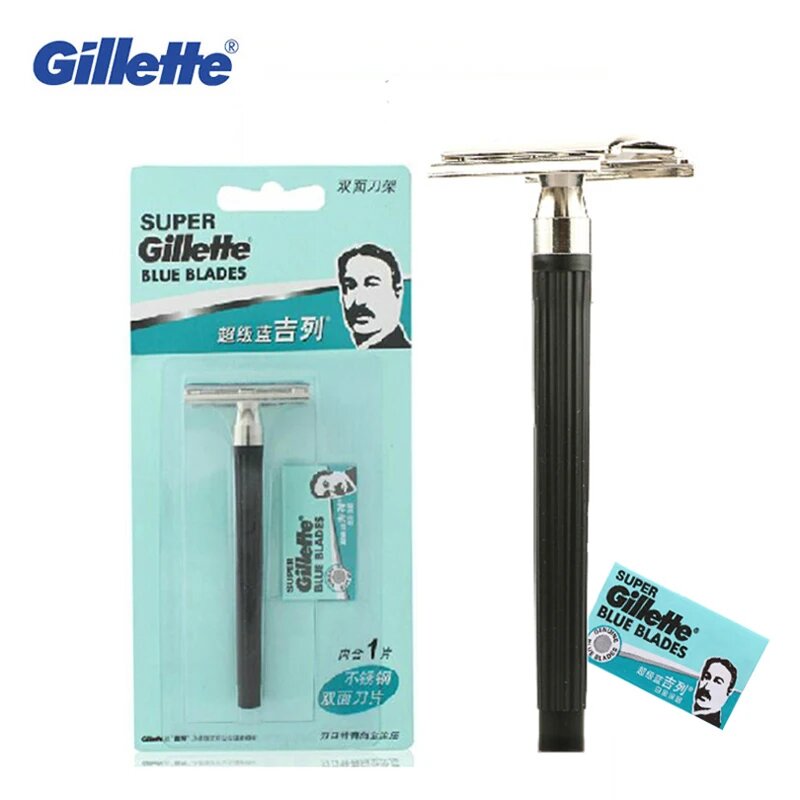 Gillette Super Blue Стальная бритва 1 handle 1 blades