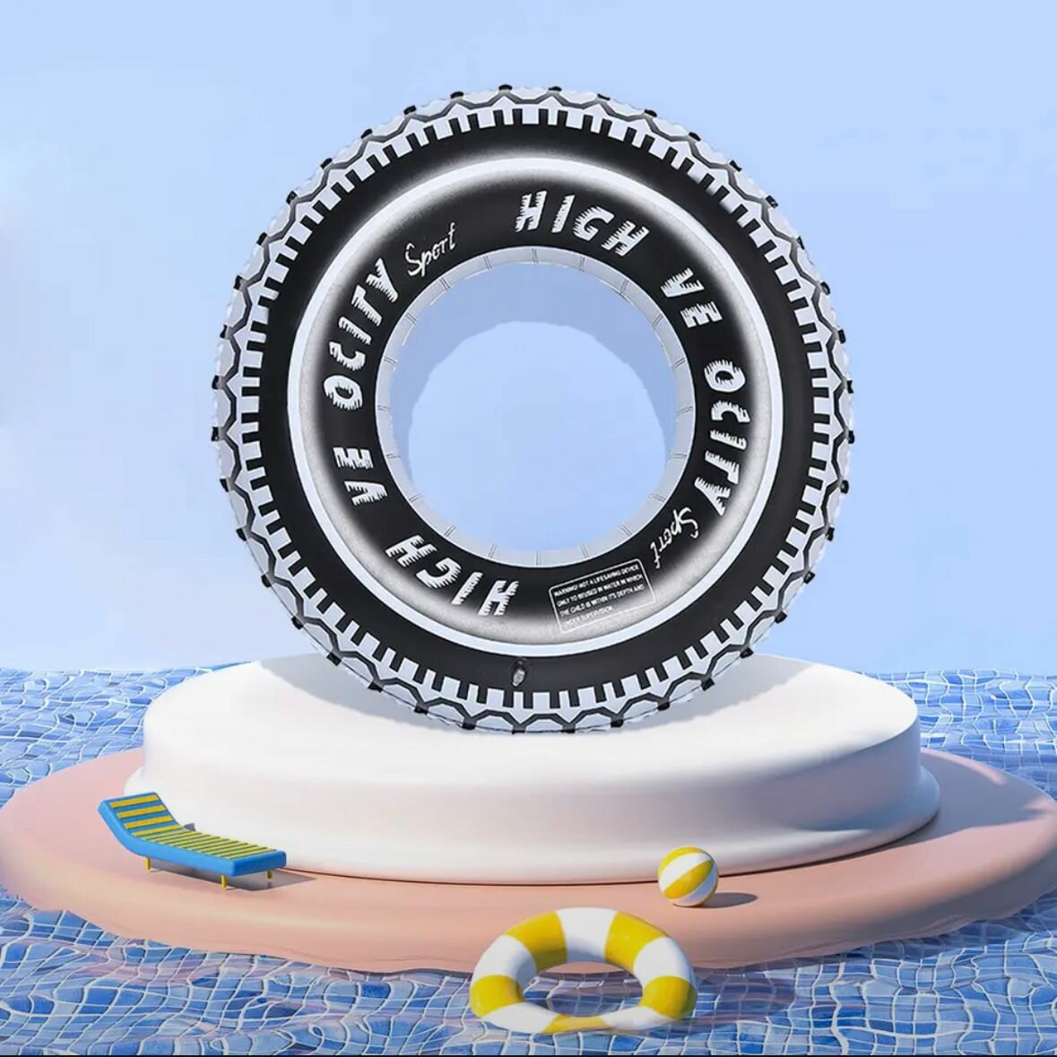 Надувной плавательный круг "Автомобильная шина", 100 см