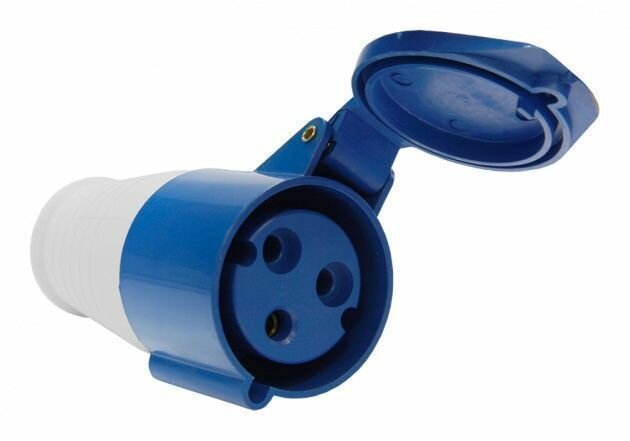 Розетка 223 переносная 2Р+PE 32А 220B IP44 синяя белая Texenergo SE223-032M