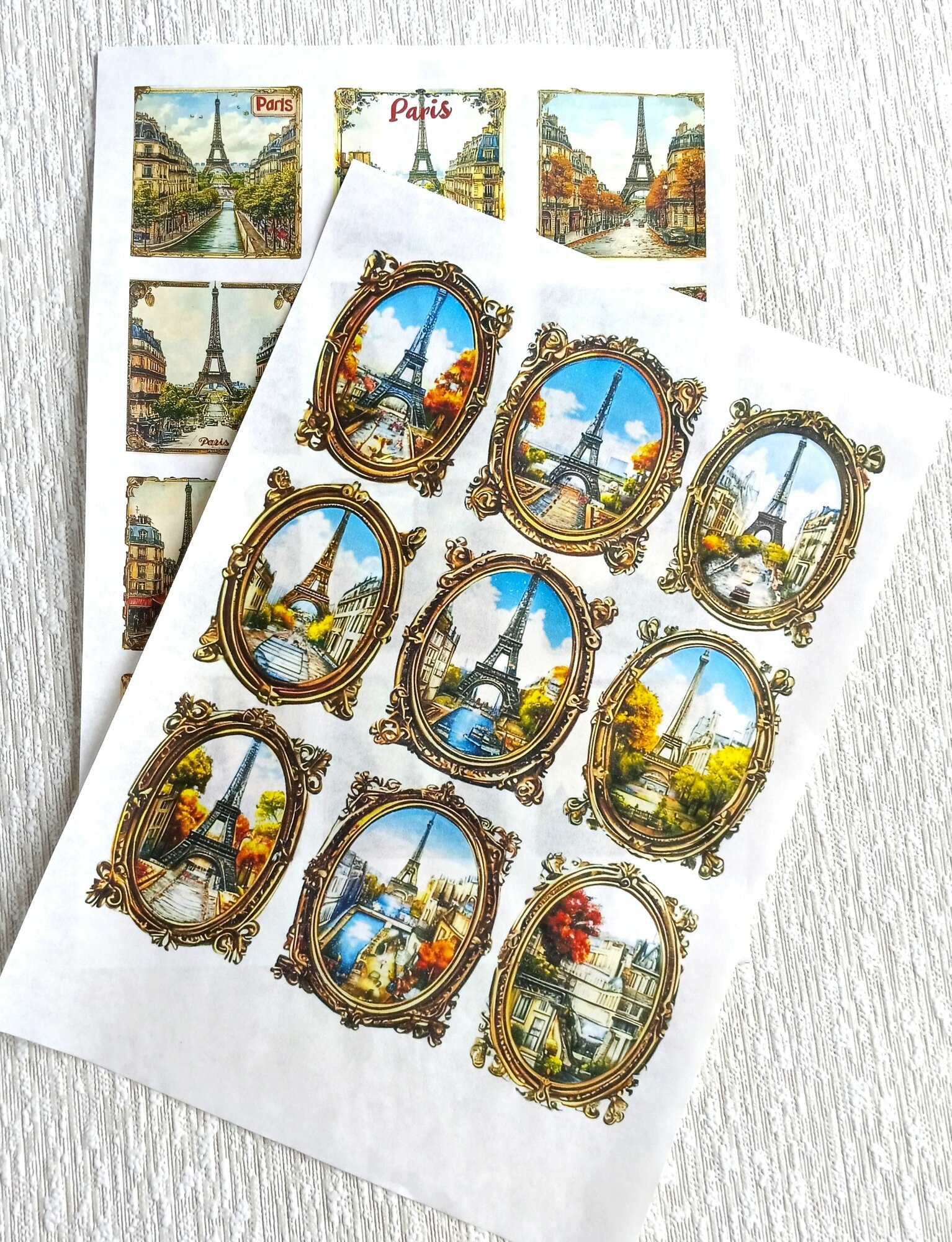 Набор бумаги для декупажа Париж 2 листа А4, 40 гр/2м.
