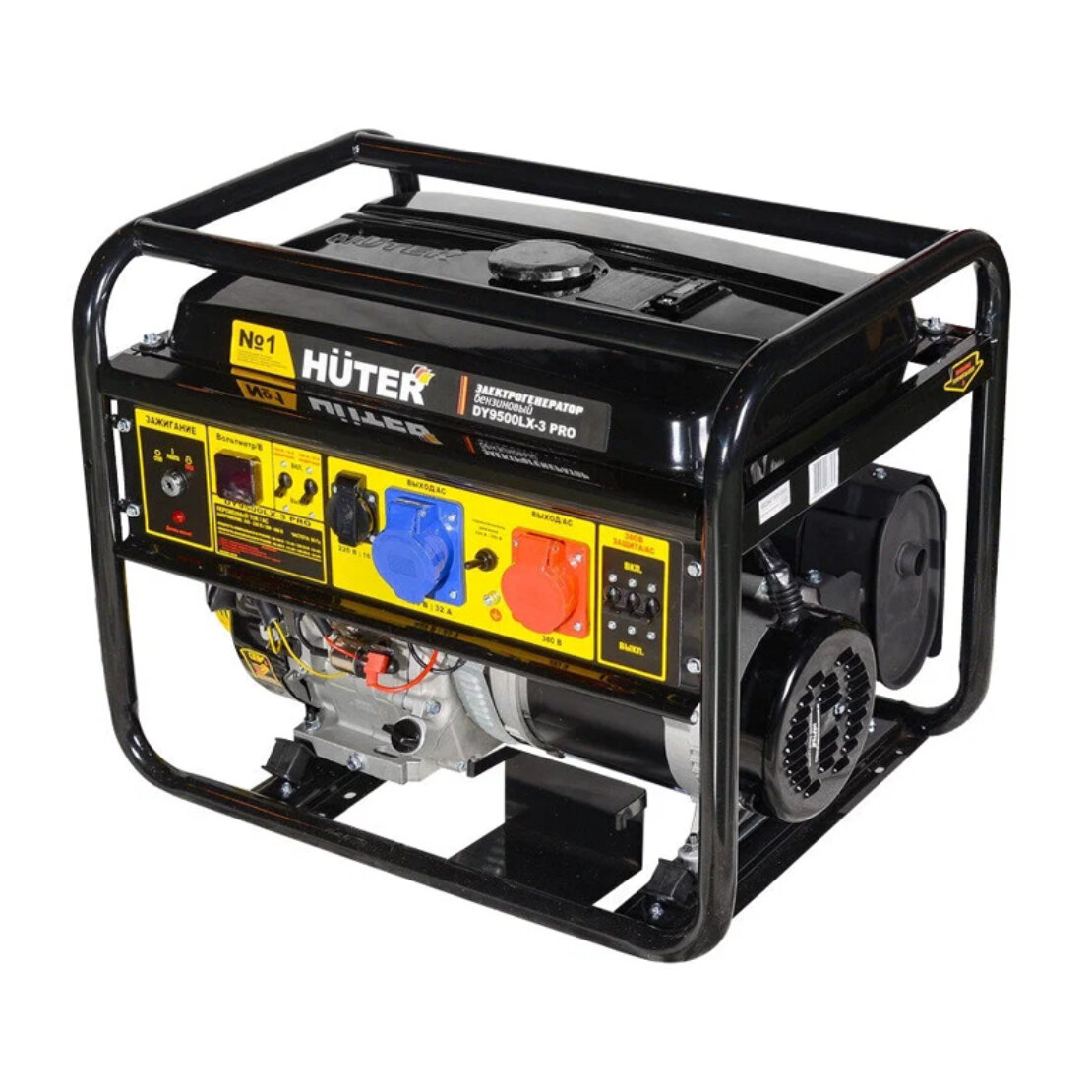 Huter DY9500LX-3 PRO 8кВт 64/1/77, электростартер и ручной стартер, черный-желтый