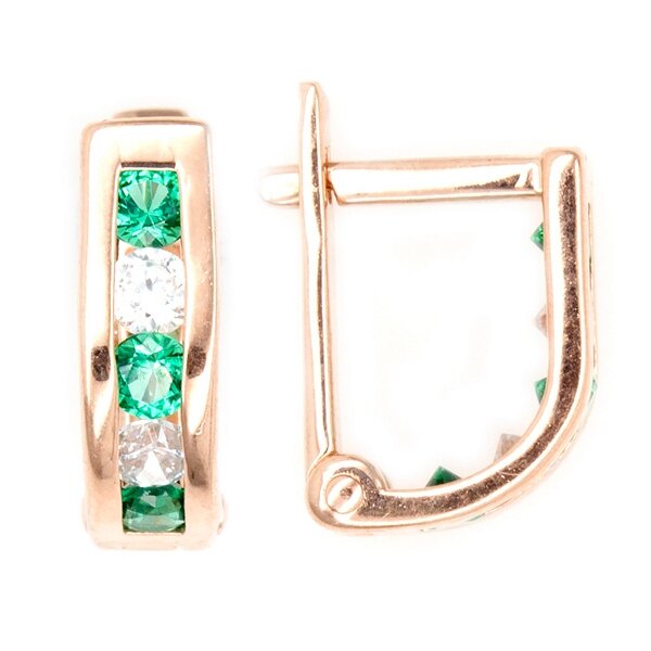 Серьги, красное золото, 585 проба, фианит