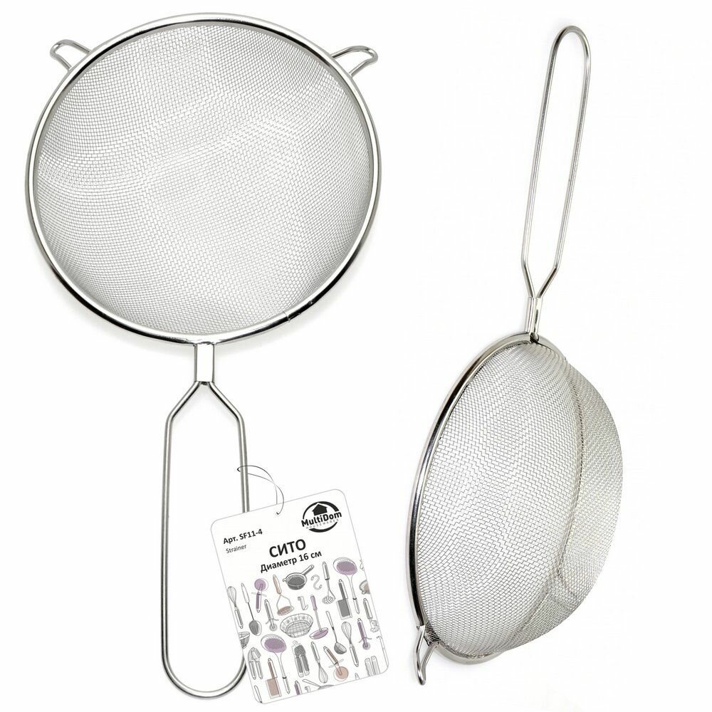Сито Мультидом серебристое, нержавеющая сталь, диаметр 16 см (SF11-4)