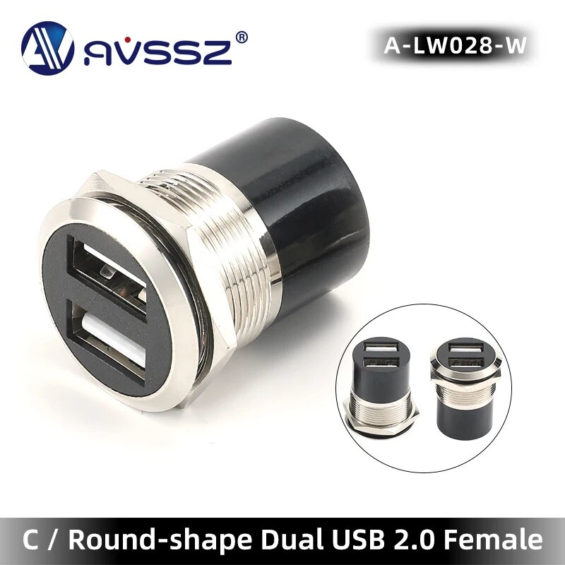 Модуль розетки AVSSZ A-LW0 Round Dual USB2.0 W