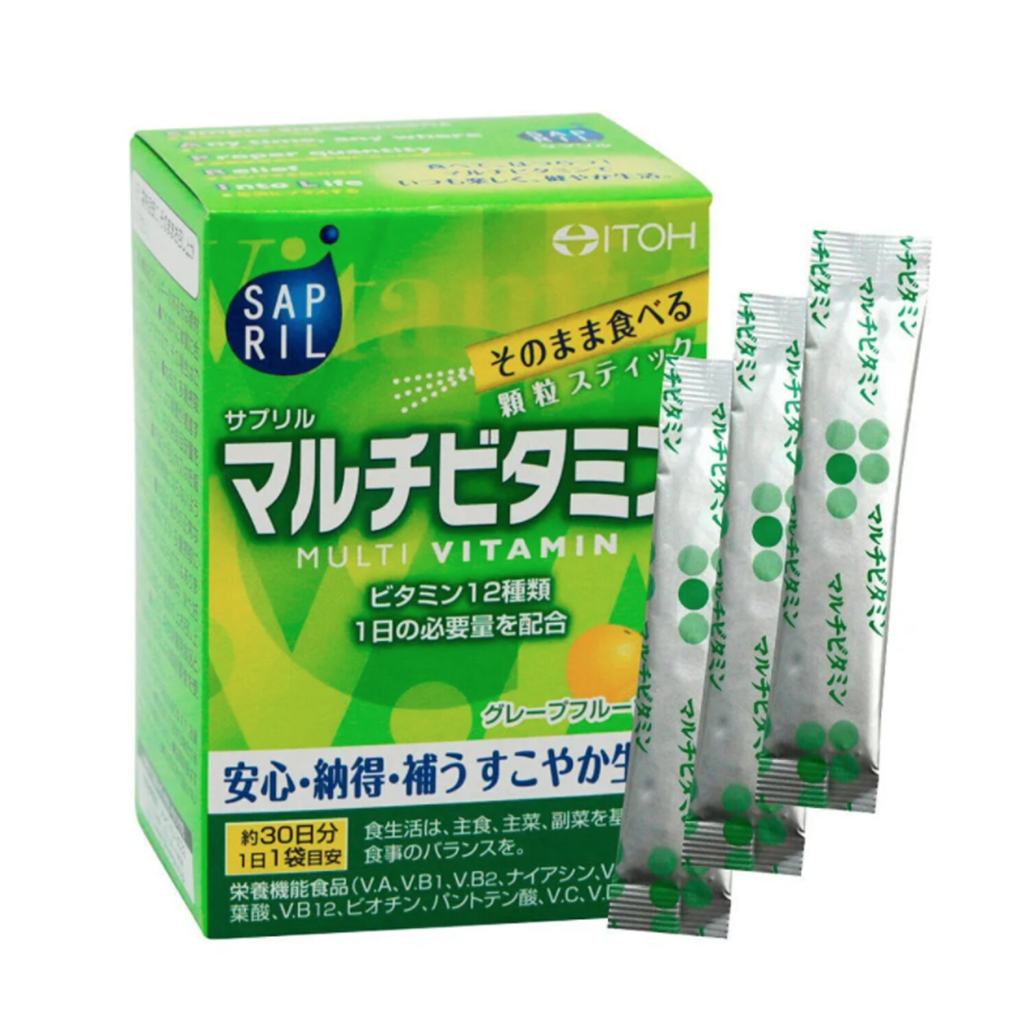 ITOH Саприл Мультивитамин со вкусом грейпфрута, 30 пакетиков, на 30 дней